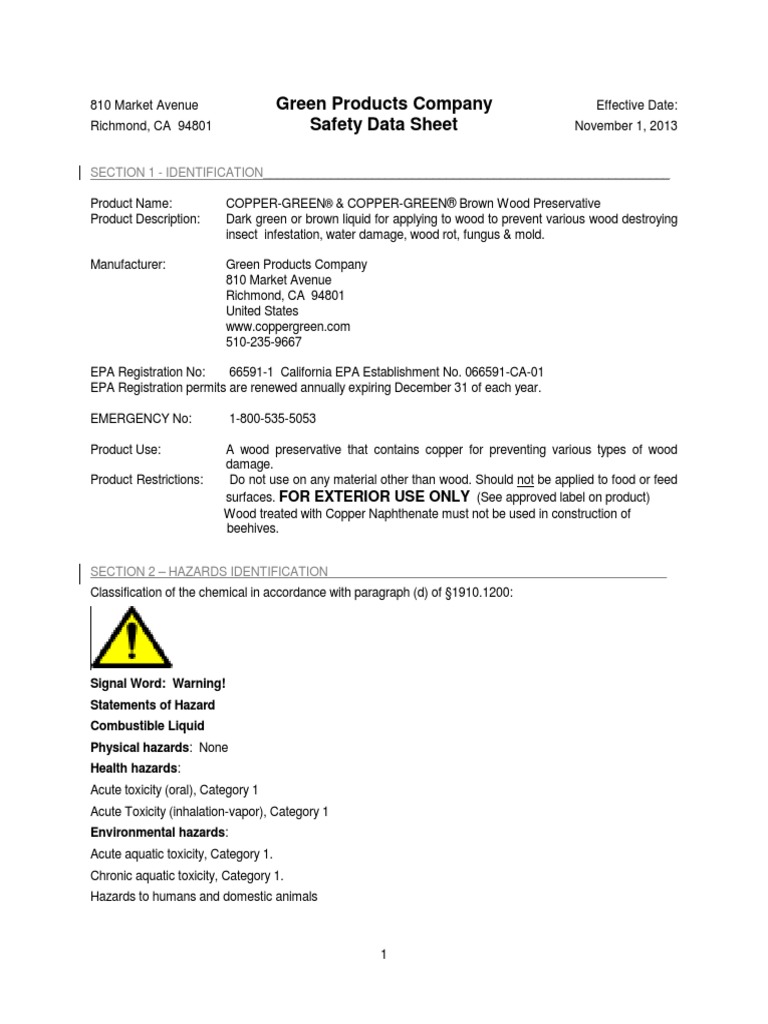 Green Products Company Safety Data Sheet | PDF | Toxicity | Firefighting