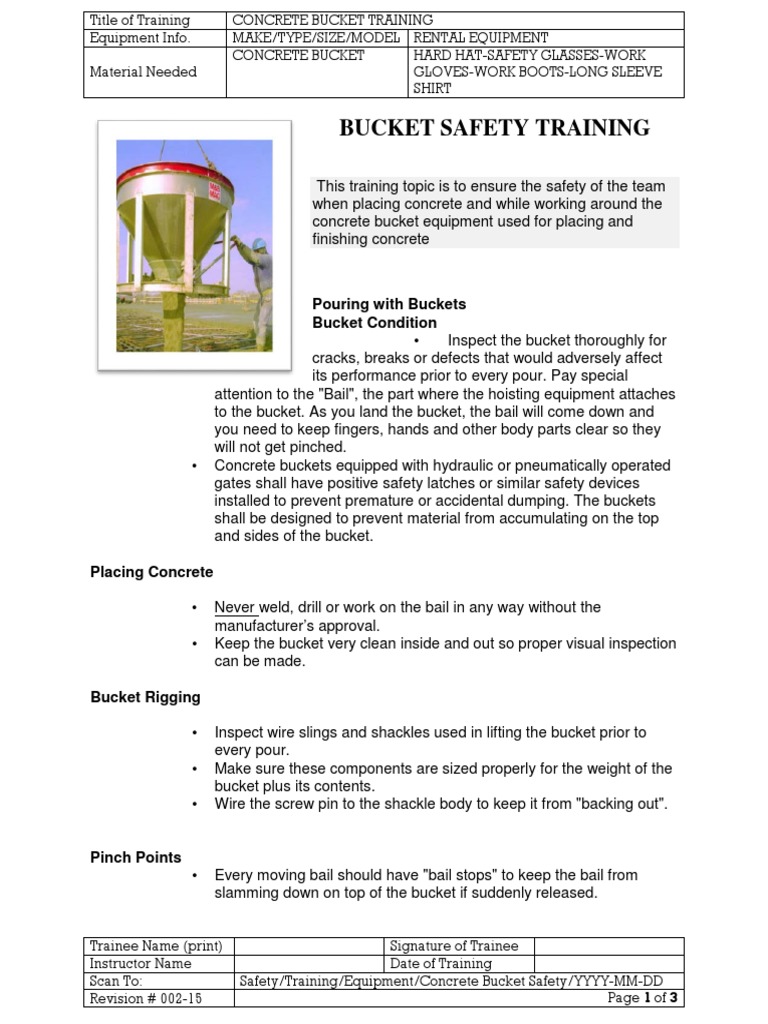 Concrete Bucket Safety Training Guide | PDF | Crane (Machine) | Concrete