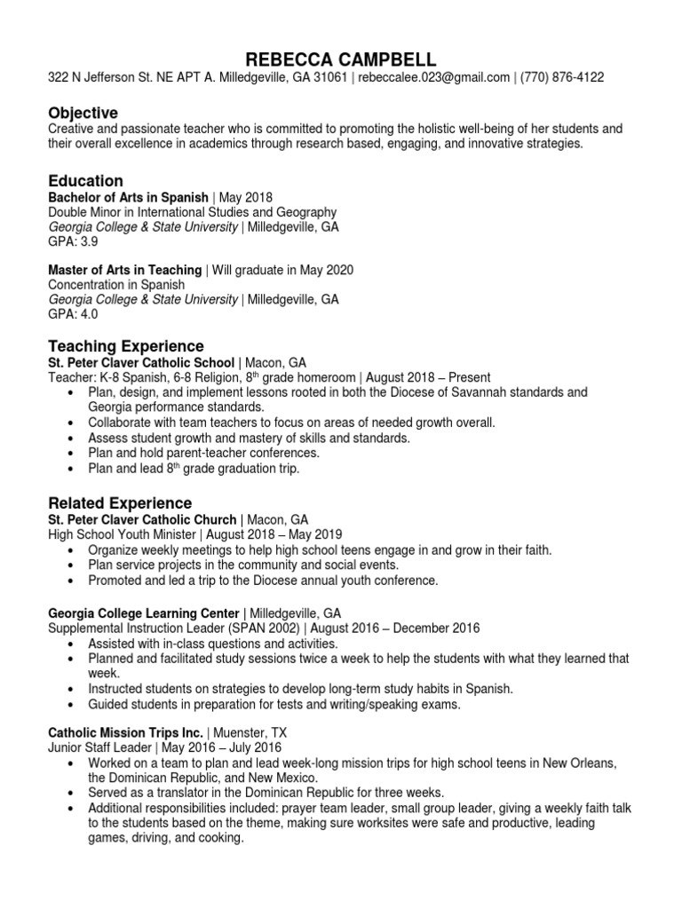 Teacher Resume | PDF | Georgia (U.S. State) | Teachers