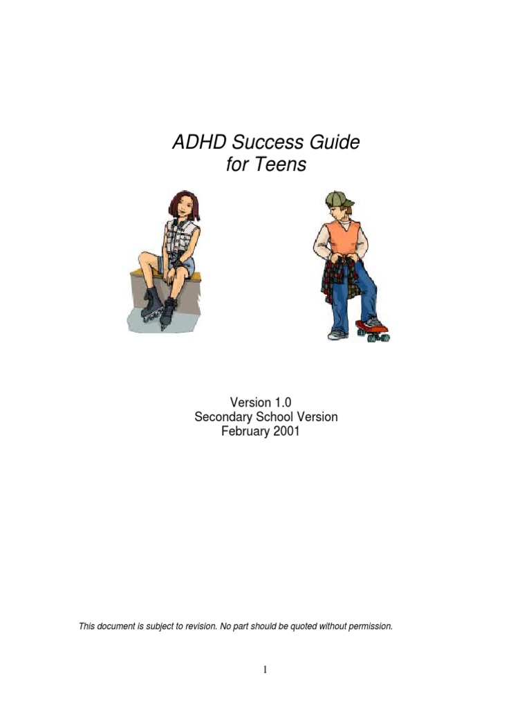 ADHD Success Guide For Teens: Secondary School Version February 2001 | PDF | Attention Deficit ...