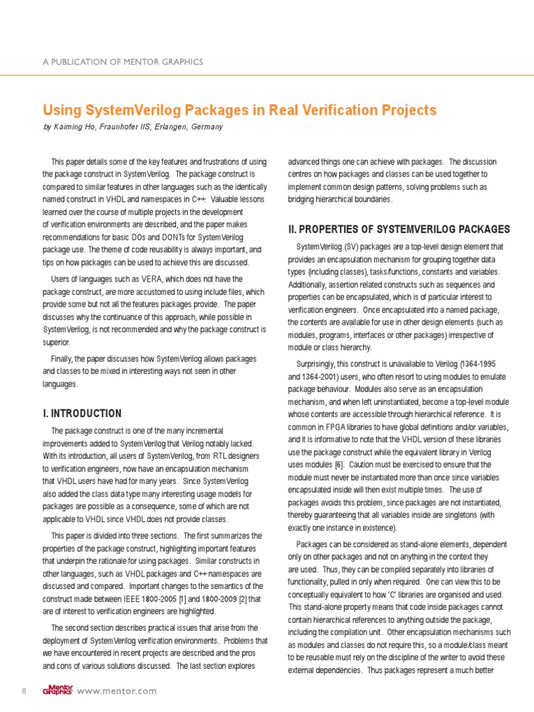 SystemVerilogCoding Guidelines UsingSvPkgsInRealVerifProj ...