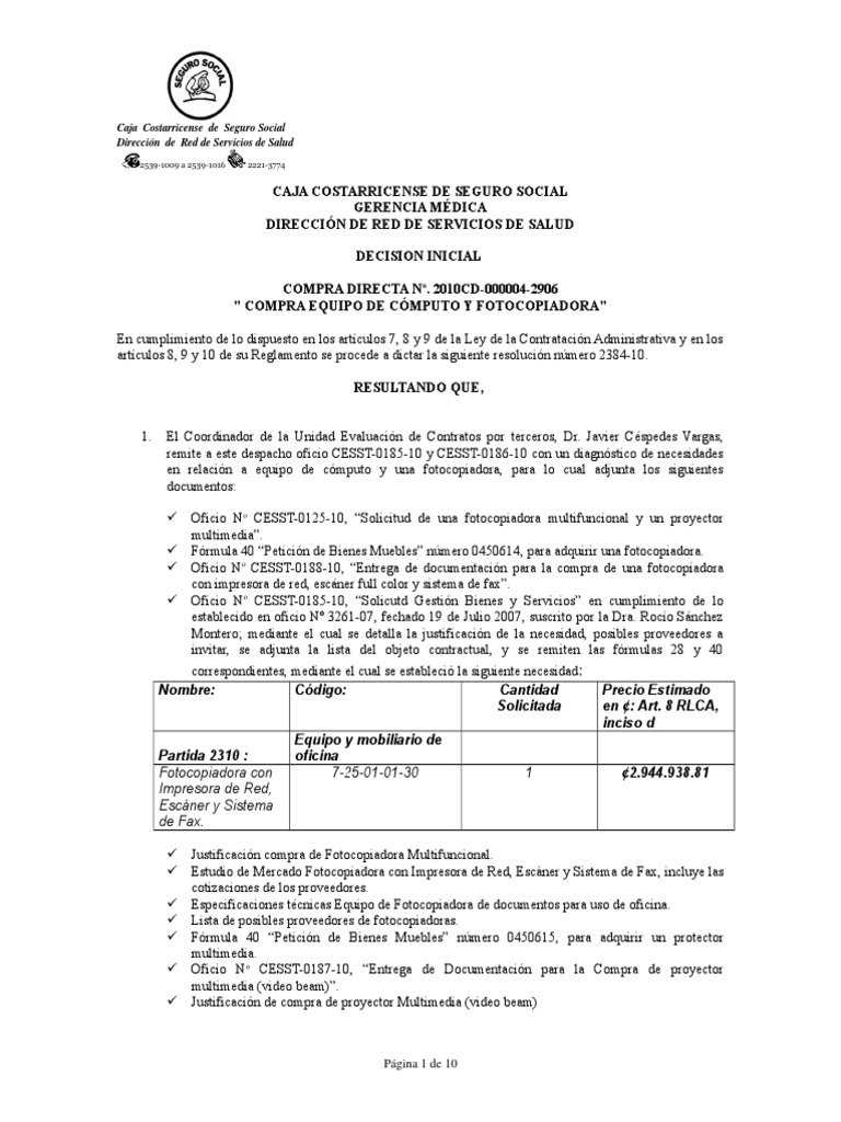 Caja Costarricense de Seguro Social Gerencia Médica | PDF | Ordenador ...