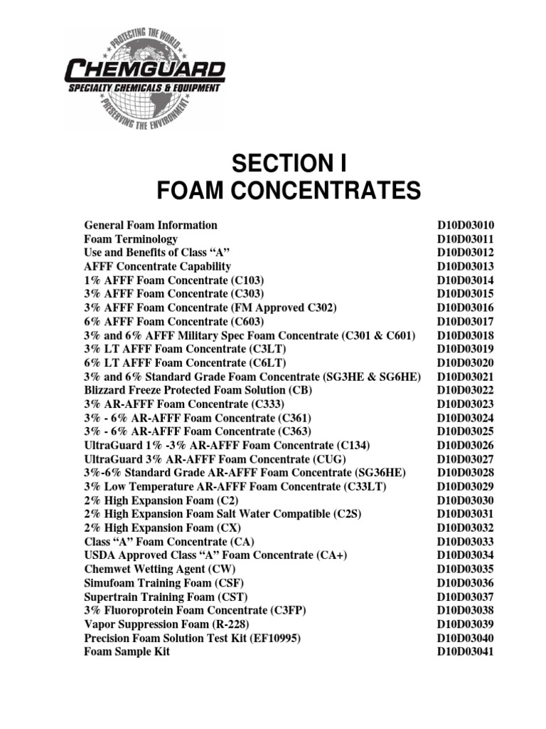 Chemguard Foam Concentrates | PDF | Fire Protection | Building Materials