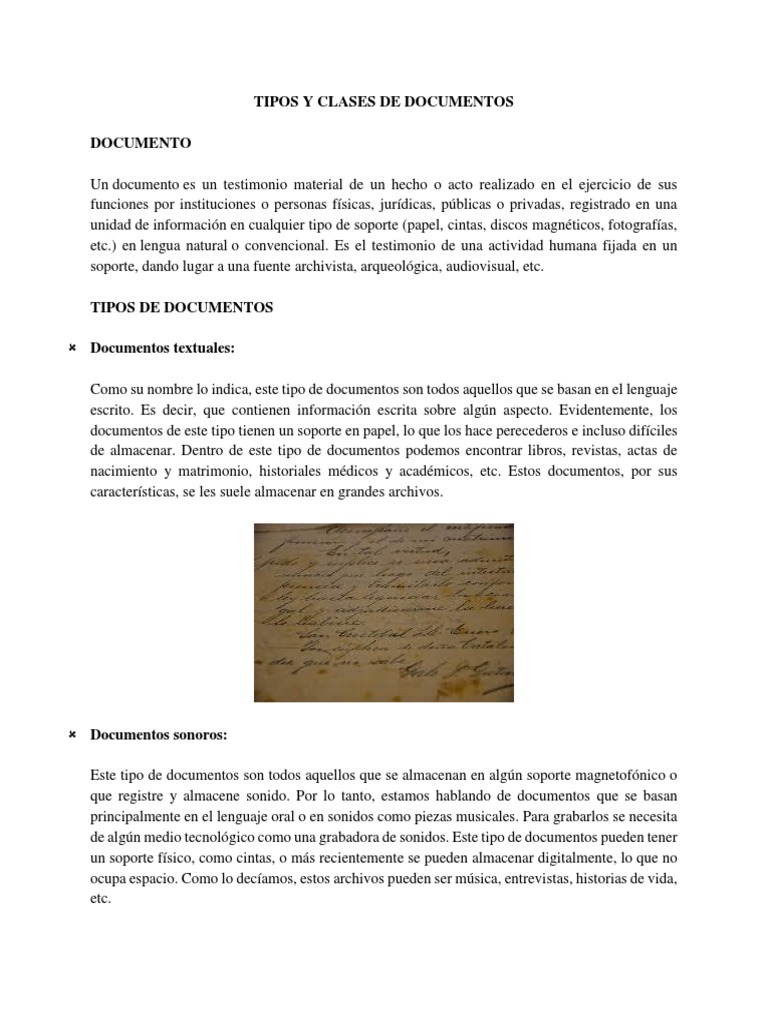 Tipos y Clases de Documentos | PDF | Documento | Informática