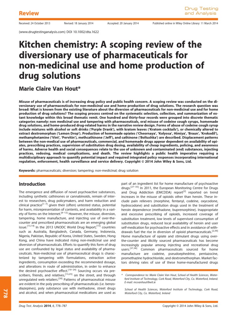 Kitchen Chemistry: A Scoping Review of The Diversionary Use of ...