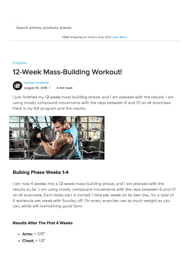 12-Week Mass-Building Plan | PDF | Recreation | Weight Training