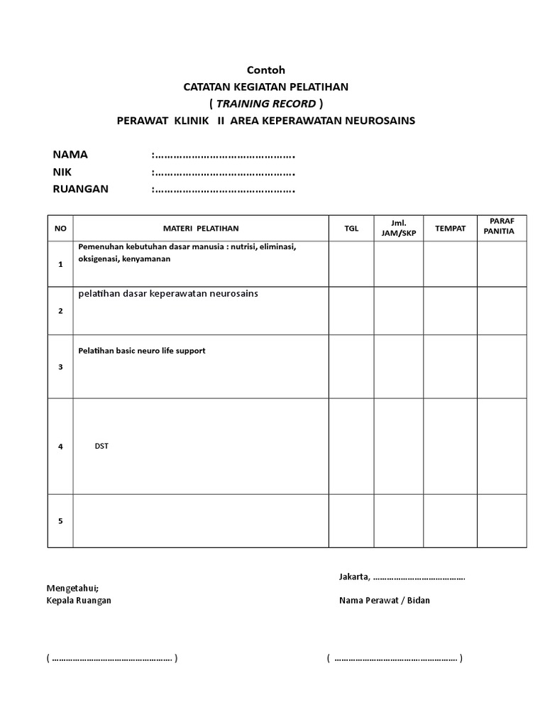 Contoh Training Record | PDF