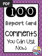 Over 125 Report Card Comments FREEBIE | PDF | Homework | Leadership