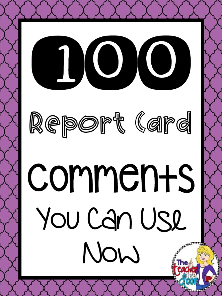 100 Report Card Comments | PDF | Homework | Reading Comprehension