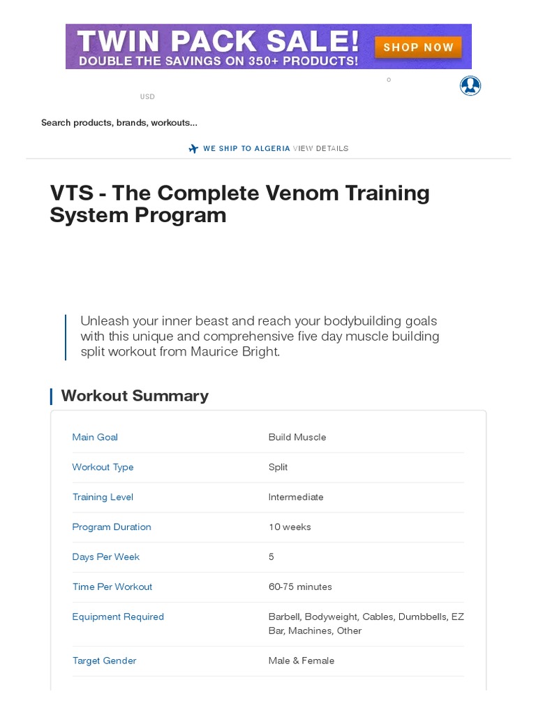VTS - The Complete Venom Training System Program - Muscle & Strength ...