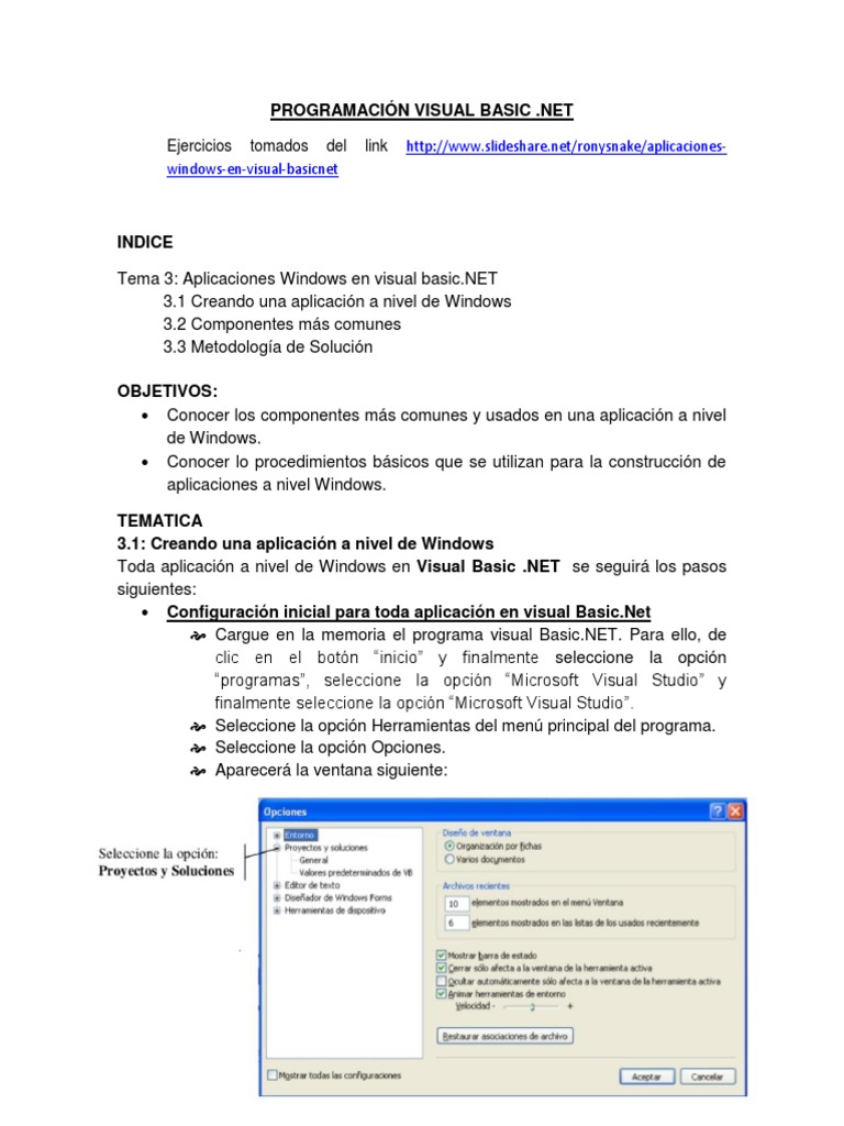 Programación Visual Basic | PDF | Básico | Ventana (informática)