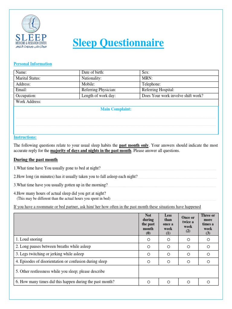 Sleep Questionnaire Analysis | PDF | Chronic Obstructive Pulmonary ...