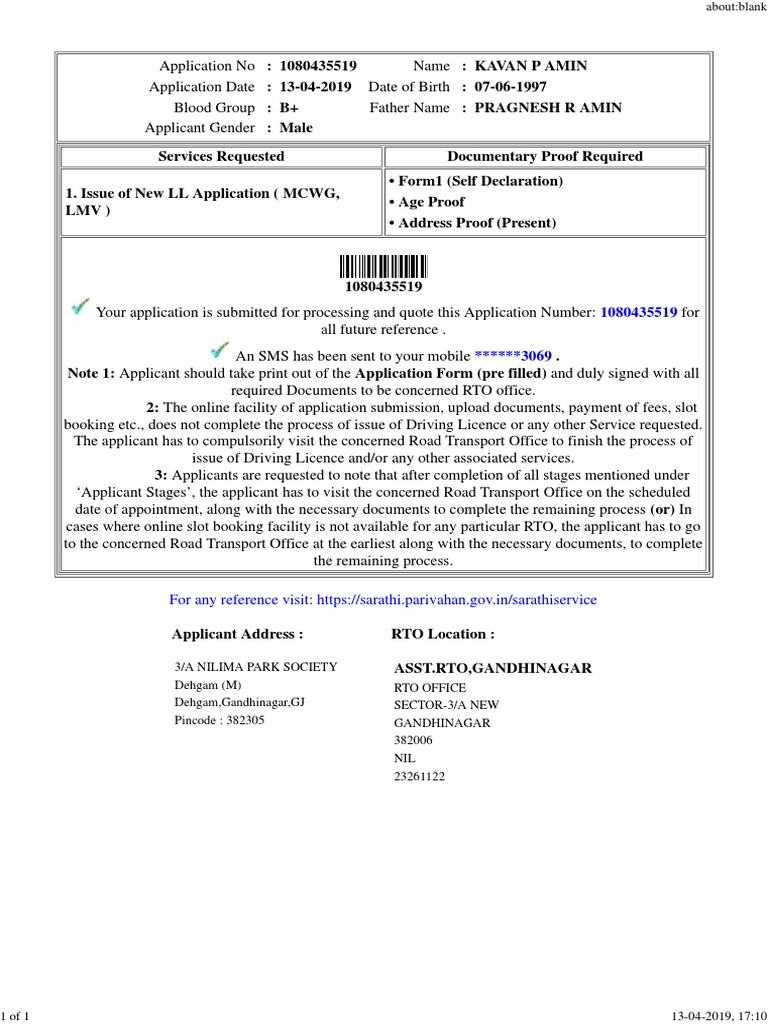 For Any Reference Visit: Https://sarathi - Parivahan.gov - In/sarathiservice | PDF | Government ...