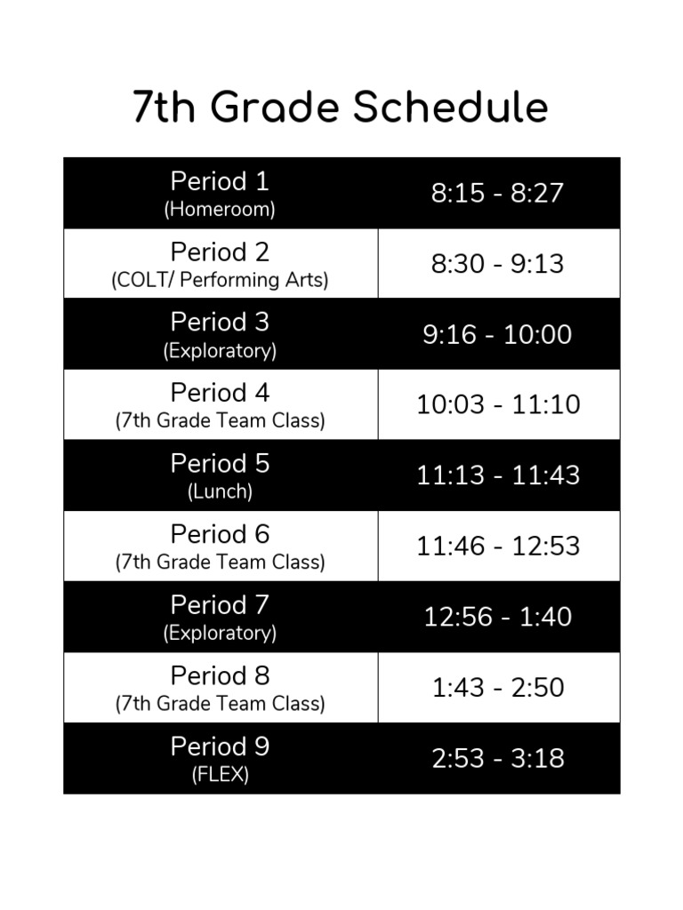 7th Grade Schedules | PDF