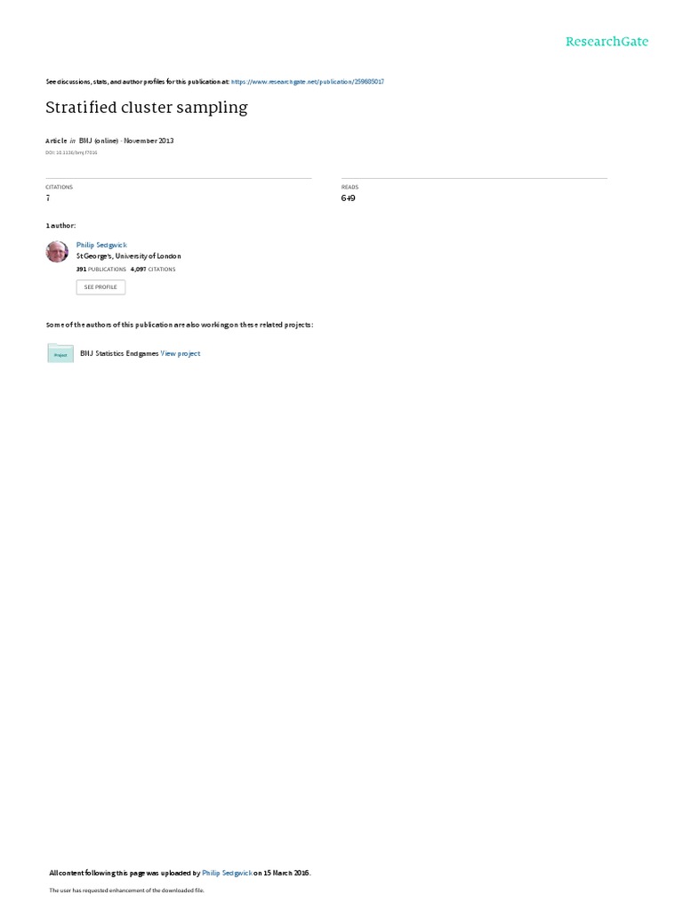 210 StratifiedClusterSampling | PDF | Stratified Sampling | Sampling (Statistics)