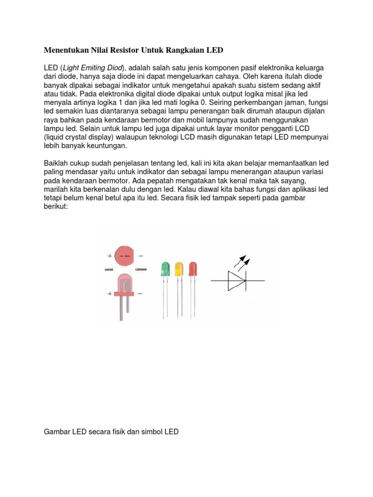 Ukuran Resistor untuk Lampu LED | PDF