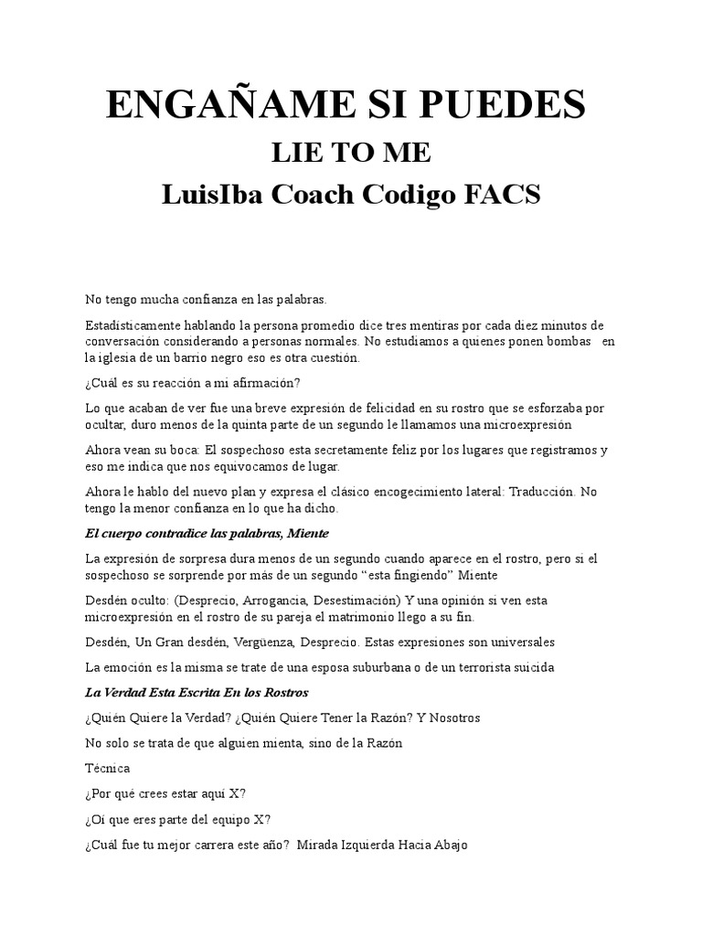 Lie To Me | PDF