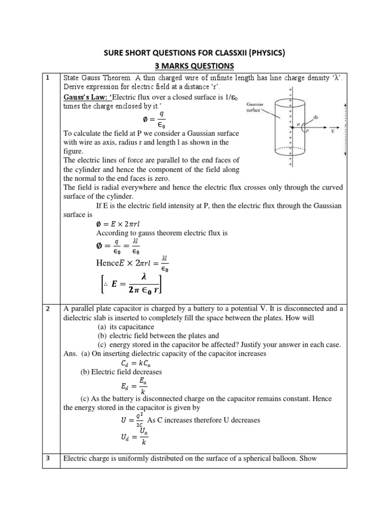 Sure Short Question For Physics 3-Marks Answer | PDF | Photoelectric ...