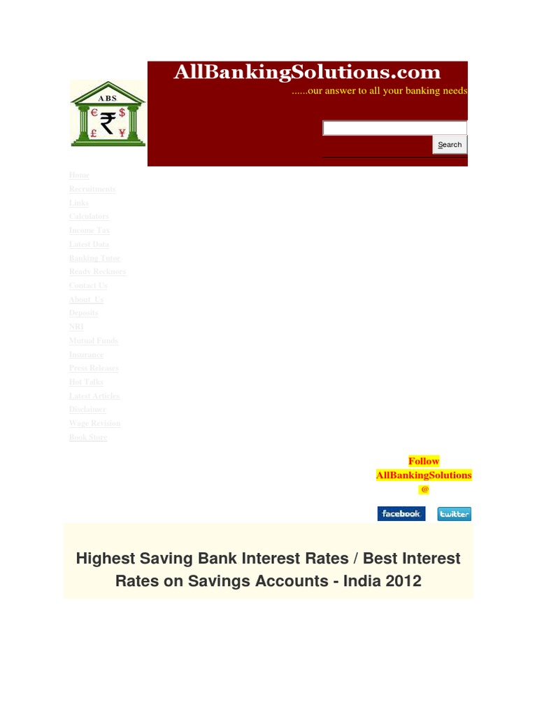 Highest Saving Bank Interest Rates / Best Interest Rates On Savings ...