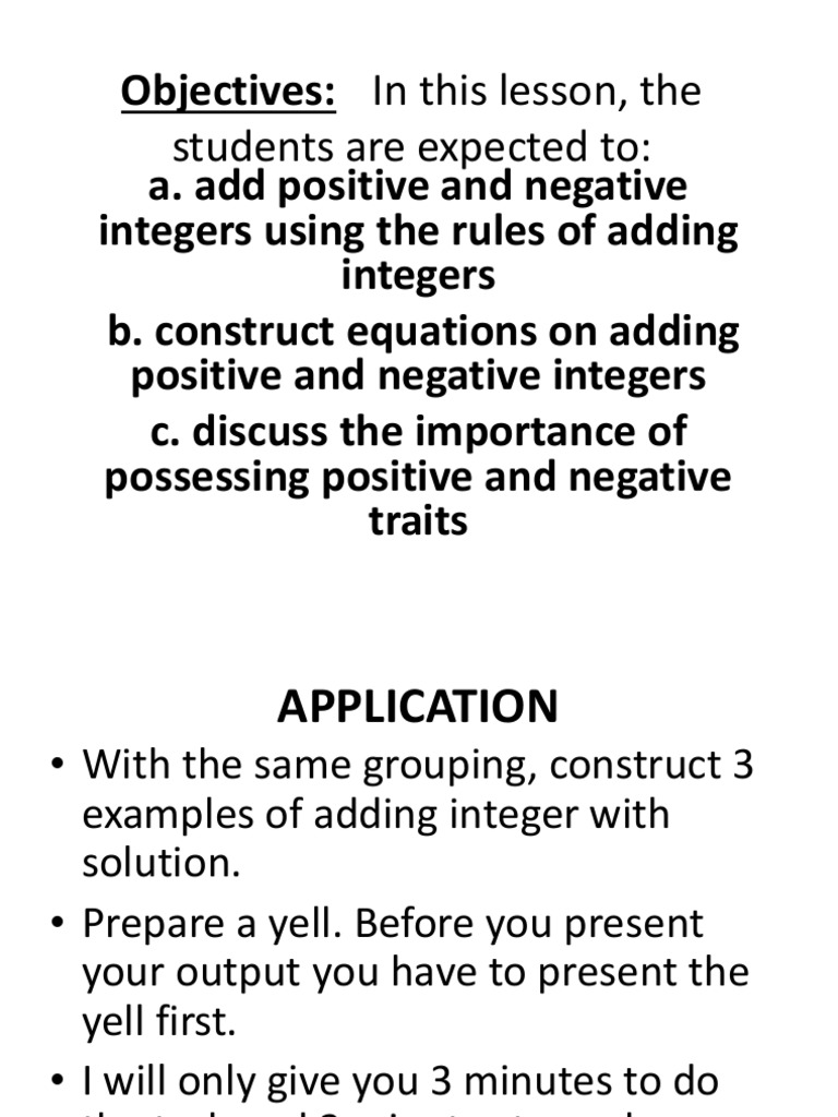 Adding Integers Power Point | PDF