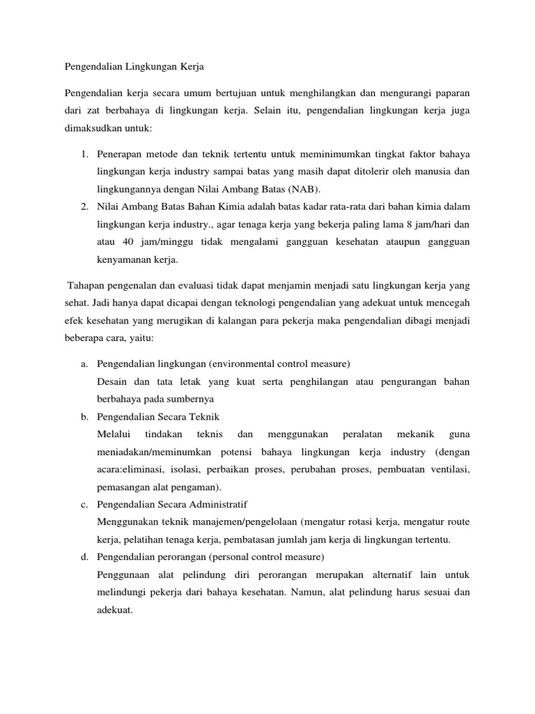 Pengendalian Lingkungan Kerja | PDF