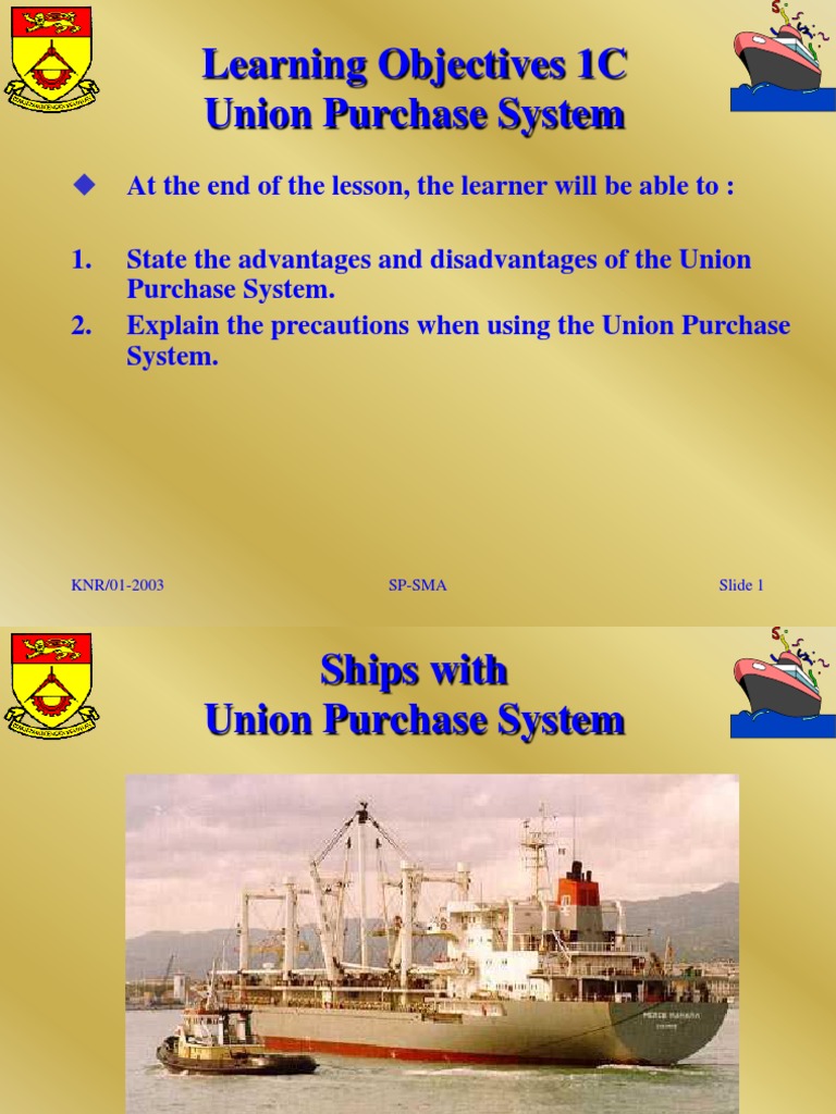 Learning Objectives 1C Union Purchase System: KNR/01-2003 Sp-Sma Slide 1
