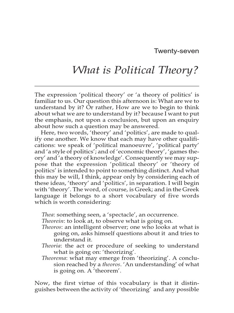 What Is Political Theory?: Twenty-Seven | PDF | Concept | Theory
