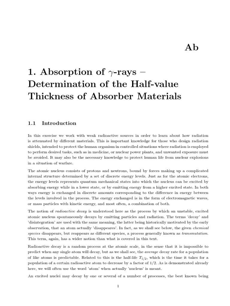 Measurement of Thickness of A Material Using GM Counter | PDF ...