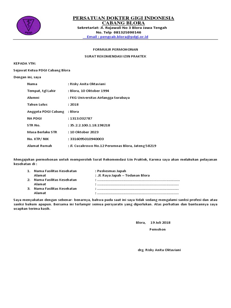 Isi Form Rekomendasi SIP | PDF