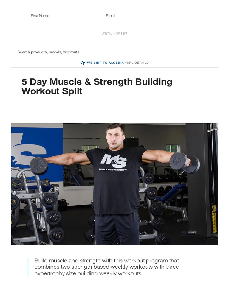 5 Day Muscle & Strength Building Workout Split | PDF | Strength ...