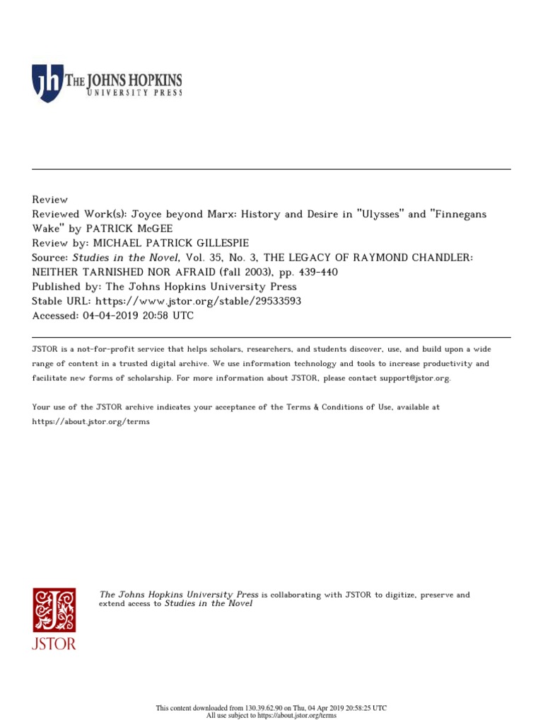 Michael Patrick Gillespie 2003 | PDF | James Joyce | Ulysses (Novel)