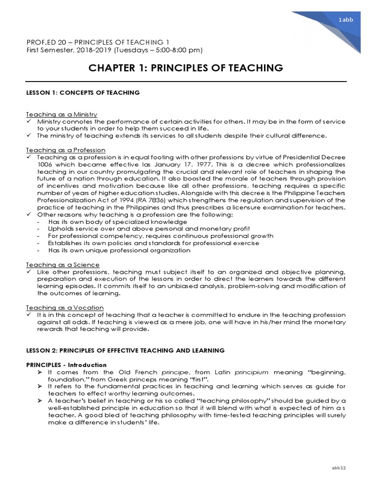 C1-Principles of Teaching | PDF | Teachers | Motivation