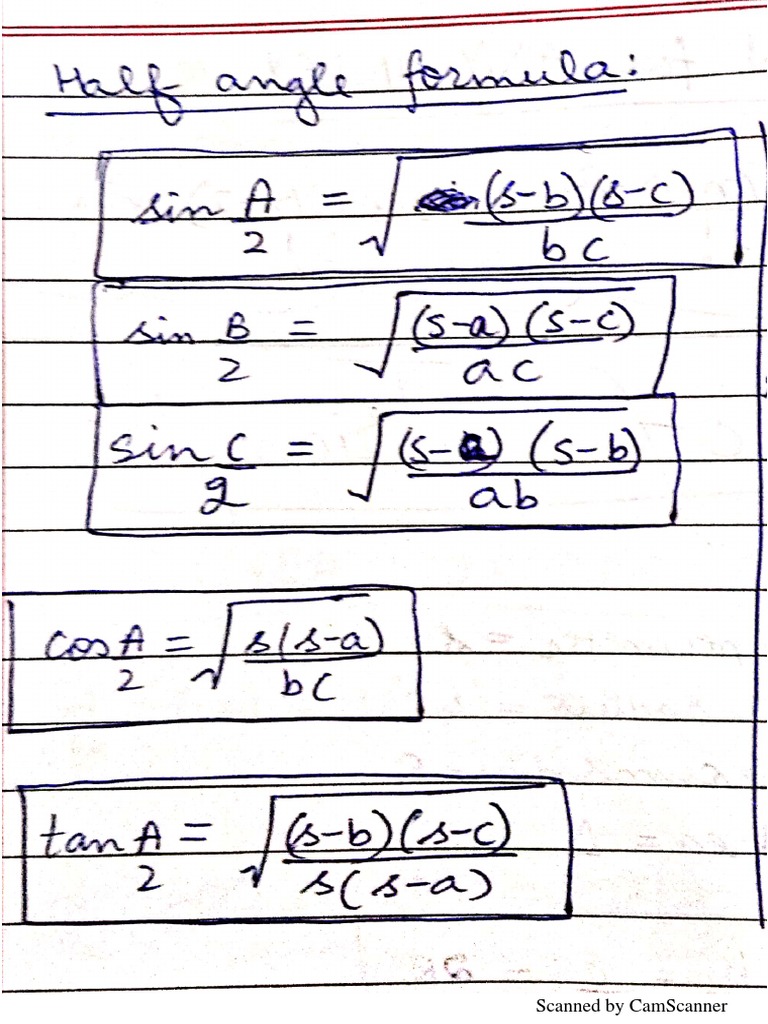 Half Angle Formulas | PDF