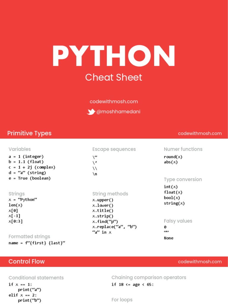 Python 3 Cheat Sheet v3 | PDF | Boolean Data Type | Class (Computer ...