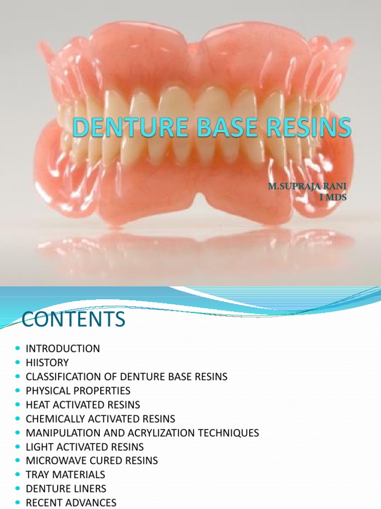 Classification of Denture Base Resins | PDF | Polymerization | Polymers