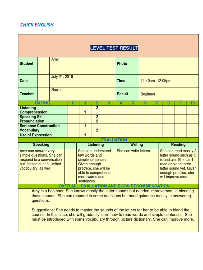 Amy Level Test | PDF