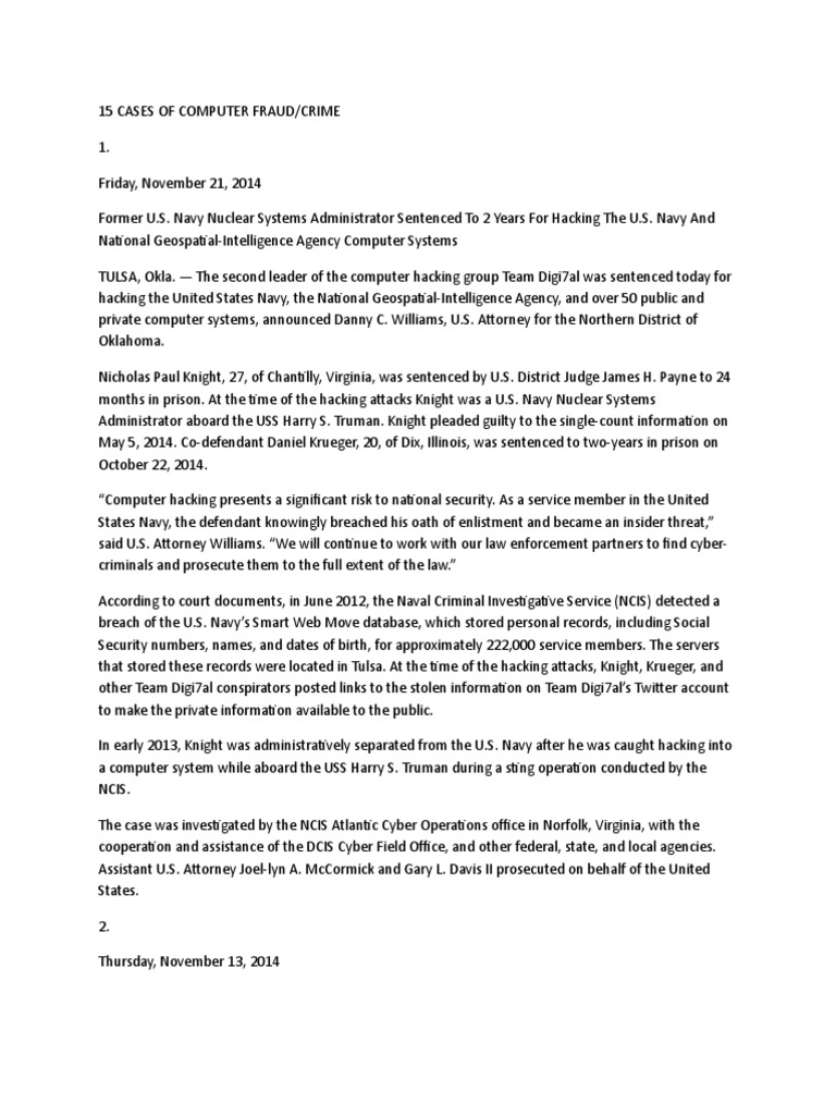 15 Cases of Computer Fraud | PDF | Phishing | Cybercrime