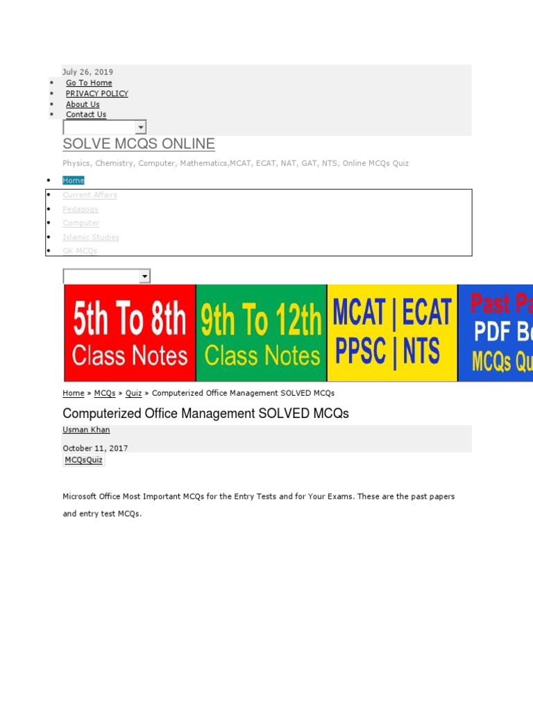 Top Computer Mcqs | PDF | Microsoft Word | Keyboard Shortcut