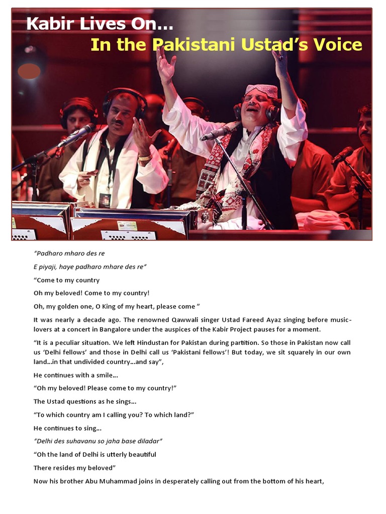 Kabir Lives On...In the Pakistani Ustad’s Voice: Ustad Fareed Ayaz's ...
