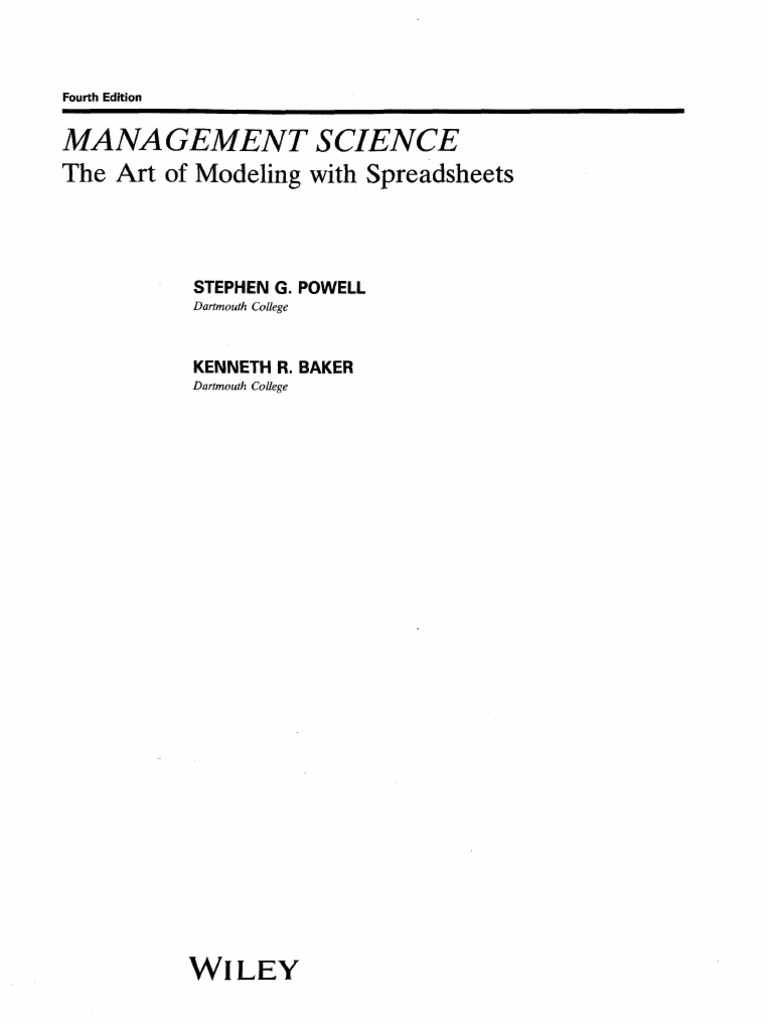 Management Science with Spreadsheets | PDF | Sensitivity Analysis ...