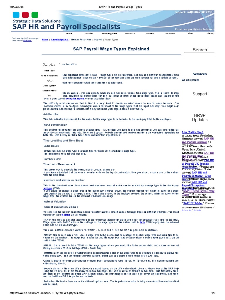 SAP HCM - PY - Payroll Wage Types Explai PDF | PDF | Payroll | Wage