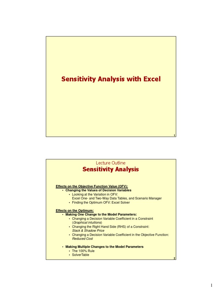 Excel Sensitivity Explained | PDF | Mathematical Optimization | Sensitivity Analysis