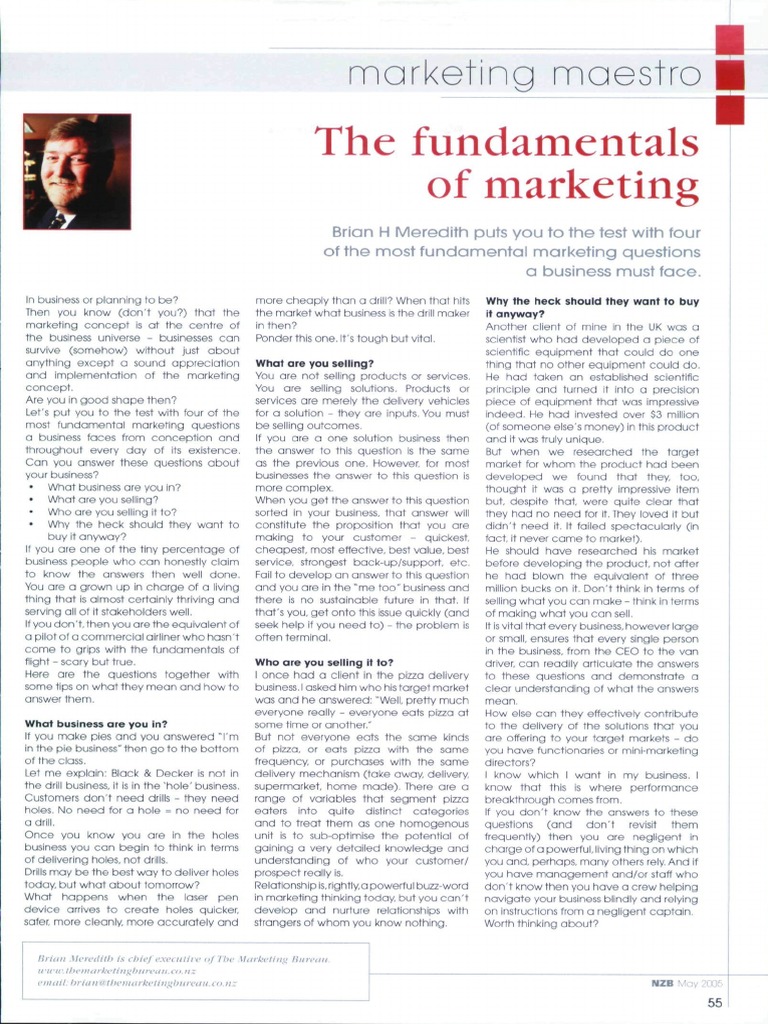 Fundamentals of Marketing | PDF | Business