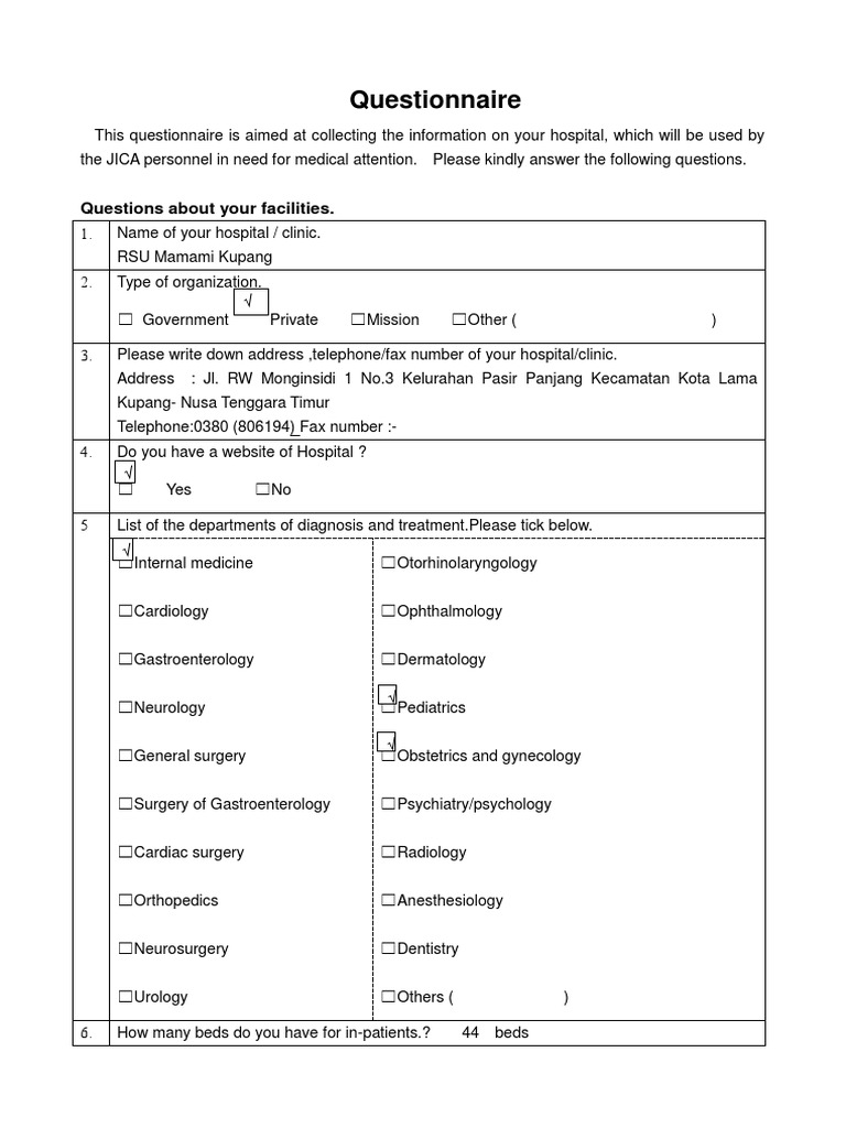 ( Û ) Questionnaire Hospital Information | PDF | Clinic | Hospital