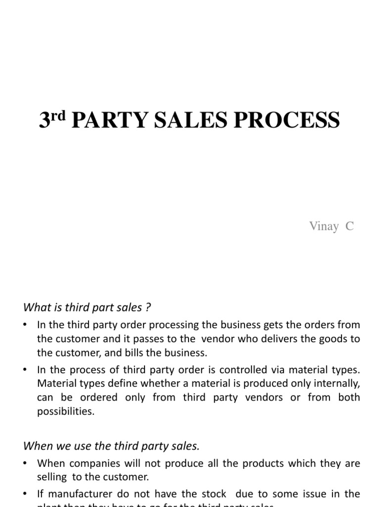 Third Party Sales Process in SAP SD | PDF | Invoice | Supply Chain ...