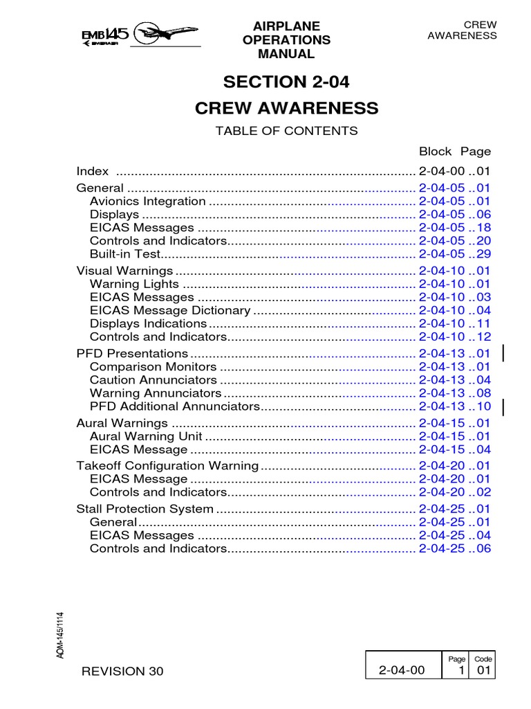 SECTION 2-04 Crew Awareness: Airplane Operations Manual | PDF ...
