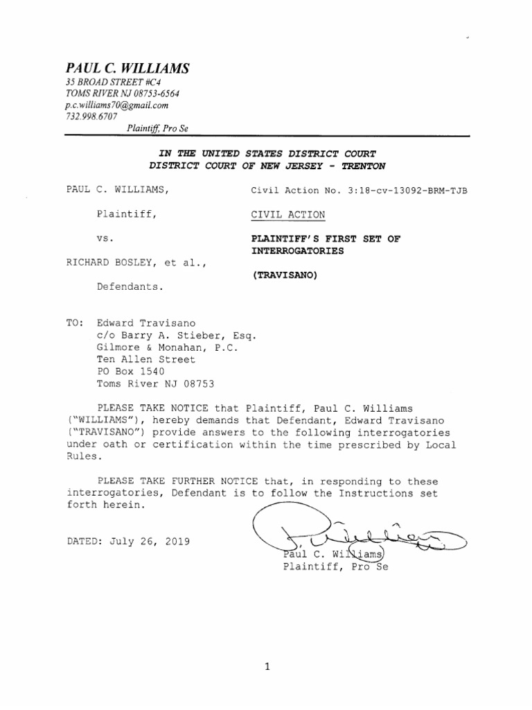 7/26/19 Interrogatory To Edward Travisano, Patrol Officer of The ...