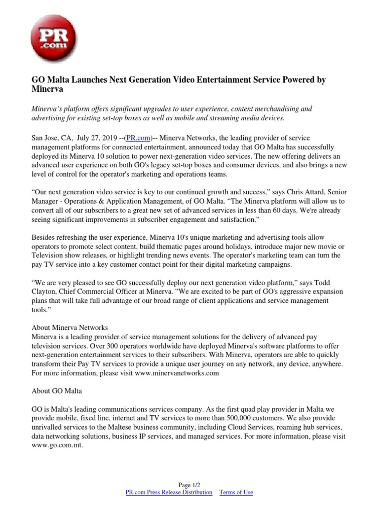 GO Malta Launches Next Generation Video Entertainment Service Powered ...