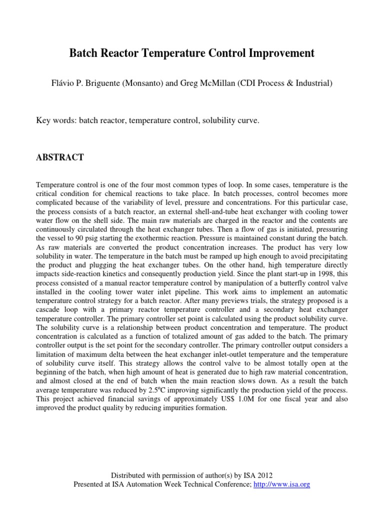Reactor Temp. Control | PDF | Chemical Reactor | Control Theory